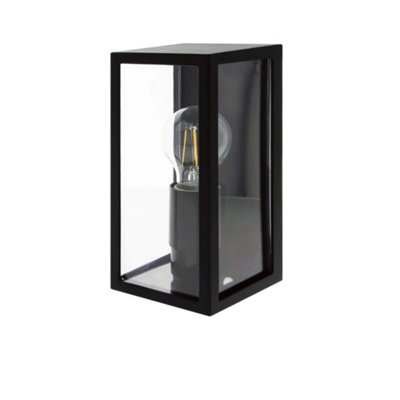 CGC Outdoor Outside Wall Light Black E27 Lantern Clear Diffuser IP44 ...