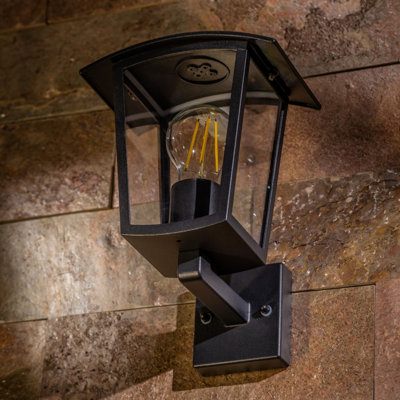 CGC Outdoor Outside Wall Light Black E27 Lantern Clear Diffuser IP44 ...