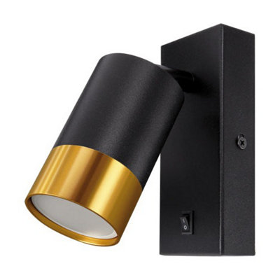 CGC PUZON Black & Gold GU10 Adjustable Single GU10 Indoor Spotlight ...