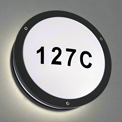 CGC Round Black LED Outdoor Outside Security Wall Light Bulkhead with ...