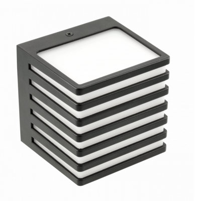 CGC SIROLO Black Square LED Outdoor Outside Cube Wall Light Decorative ...