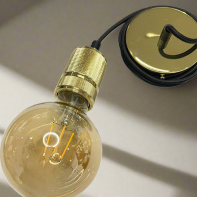 CGC SYDNEY Gold Knurled Single Band 1.5m adjustable E27 Ceiling Pendant ...