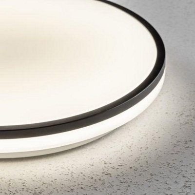 CGC Tula Black Trim LED Surface Mount Ceiling Light Bulkhead IP44 White ...