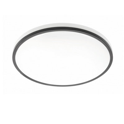 CGC Tula Black Trim LED Surface Mount Ceiling Light Bulkhead IP44 White ...