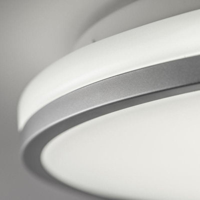 CGC Tula Grey Trim LED Surface Mount Ceiling Light Bulkhead IP44 White Opal