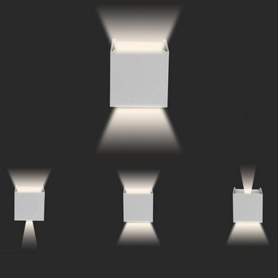 CGC White Square Cube LED Wall Light Lamp Up Down Adjustable Beam Angles