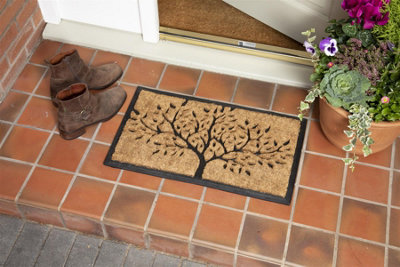 Chadderton Doormat Rubber Mat Non-Slip 40 x 70cm - Tree Design | DIY at B&Q