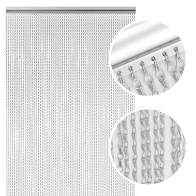 Chain Fly Screens for Doors (90 x 210cm) - Aluminium Silver Chain Door ...