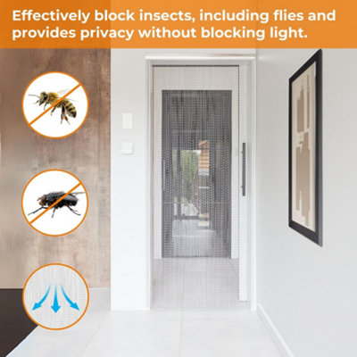 Chain Fly Screens for Doors (90 x 210cm) - Aluminium Silver Chain Door ...