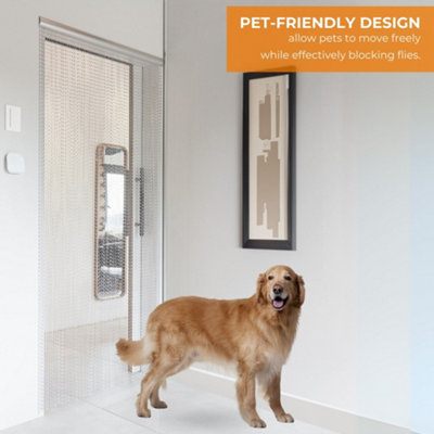 Chain Fly Screens for Doors (90 x 210cm) - Aluminium Silver Chain Door ...