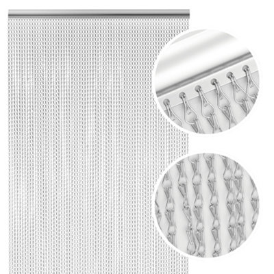 Chain Fly Screens for Doors (90 x 215cm) - Aluminium Silver Chain Door ...
