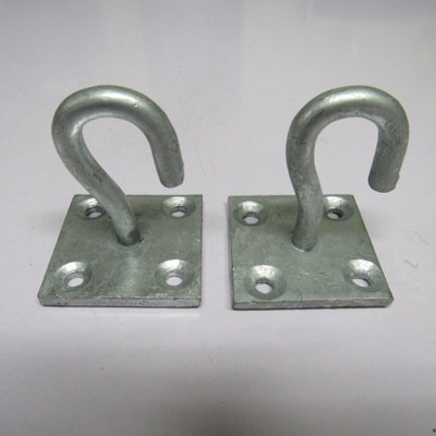 Chain Hook On Plates X2 Galvanised (Wire Rope Wall Anchor)