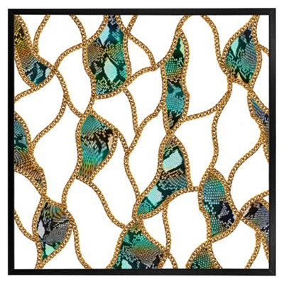 Chains & snake skin (Picutre Frame) / 24x24" / Oak