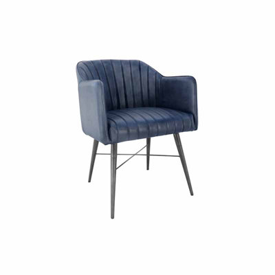 Chair - Leather/Iron - L54 x W59 x H76 cm - Blue | DIY at B&Q