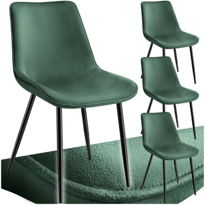 Chair Monroe Set - padded, velvet look, ergonomic seat, black steel ...