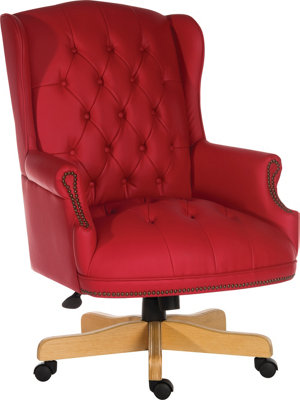 Chairman Super Large Executive Chair in Bonded Red leather with button ...