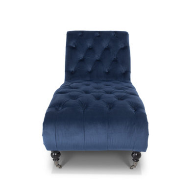 CHAISE LOUNGE IN VELVET MARINE BLUE