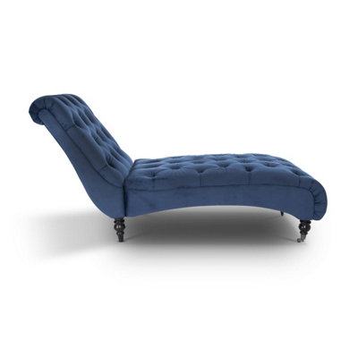 CHAISE LOUNGE IN VELVET MARINE BLUE