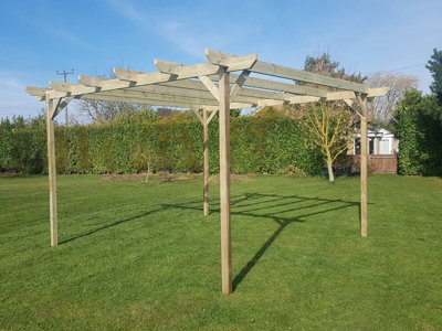 Chamfered Wooden Garden Pergola Kit, 1.8m x 2.4m (Natural finish)