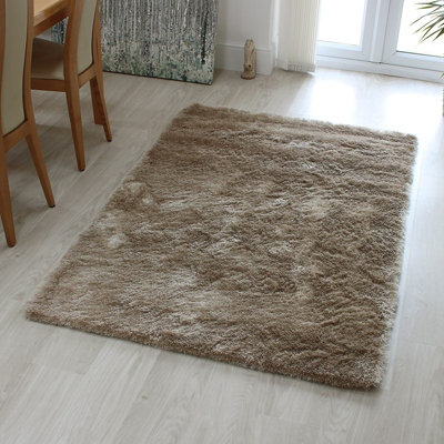 Champagne Super Soft Shaggy Sparkle Handmade Rug for Living Room and ...