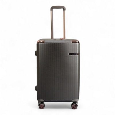 Champangne Expandable Hard Shell 8 Wheels Luggage Travel Medium Suitcase