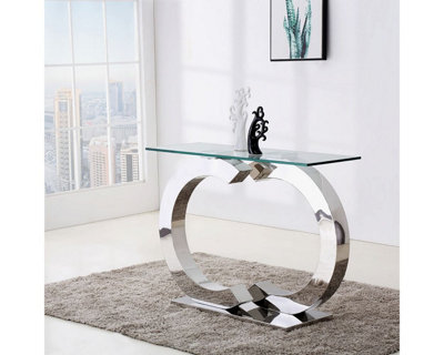 Channel Stylish Glass Hallway Console Table