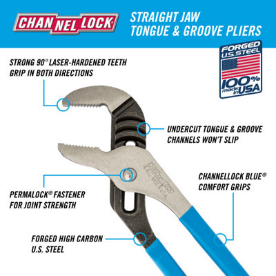 Channellock CHL440 Straight Jaw Tongue & Groove Pliers 300mm 12in CHA440