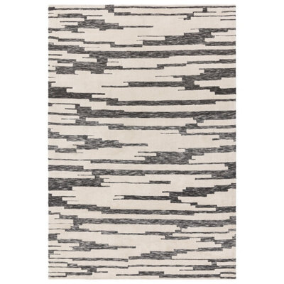 Charcoal Abstract Modern Rug Easy to clean Living Room and Bedroom ...