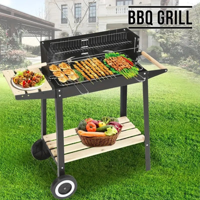 Charcoal BBQ Barbecue Grill Outdoor Patio Garden Heating Smoker With ...