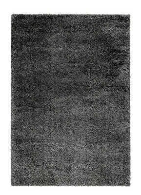Charcoal Plain Luxurious Shaggy Modern Rug for Living Room and Bedroom ...