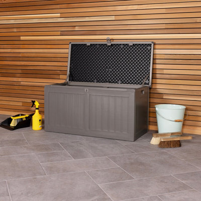 Charles Bentley 190L Outdoor Garden Plastic Storage Box, Grey
