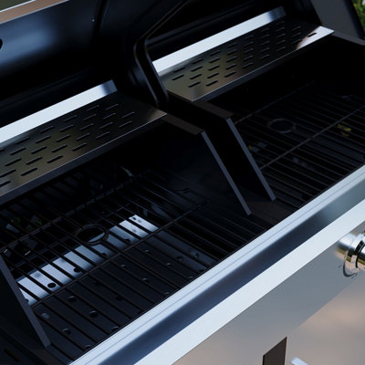 Charles Bentley 2+1 Burner Gas Grill & Charcoal Grill BBQ 147.5 x 52 x ...