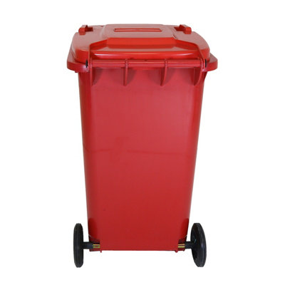 Charles Bentley 240 Litre Red Wheelie Bin - Weatherproof and durable