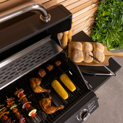 Charles Bentley 3 Burner Gas BBQ - Black Powder Coating H120 x L110 x ...