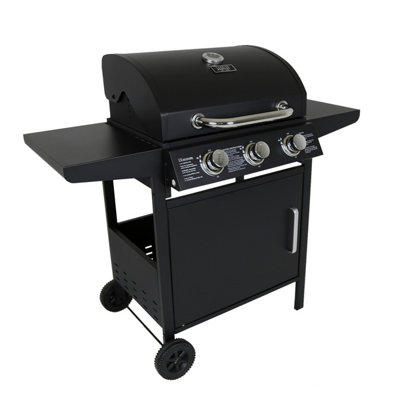 Charles Bentley 3 Burner Gas BBQ - Black Powder Coating H120 x L110 x ...