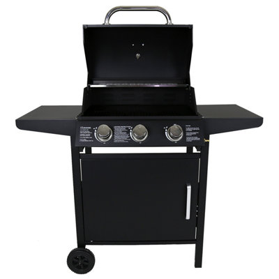 Charles Bentley 3 Burner Gas BBQ - Black Powder Coating H120 x L110 x ...