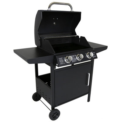 Charles Bentley 3 Burner Gas BBQ - Black Powder Coating H120 x L110 x ...