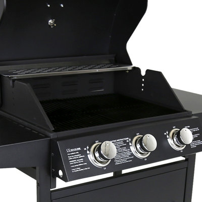 Charles Bentley 3 Burner Gas BBQ - Black Powder Coating H120 x L110 x ...