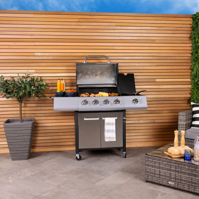 Charles Bentley 5 Burner (4+side) Premium Gas BBQ - Stainless Steel