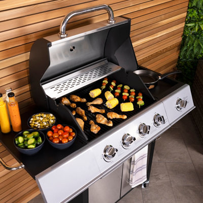 Charles Bentley 5 Burner (4+side) Premium Gas BBQ - Stainless Steel