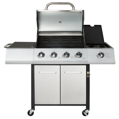Charles Bentley 5 Burner (4+side) Premium Gas BBQ - Stainless Steel