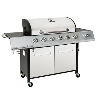 Charles Bentley 7 Burner (6+side) Premium Gas BBQ - Stainless Steel
