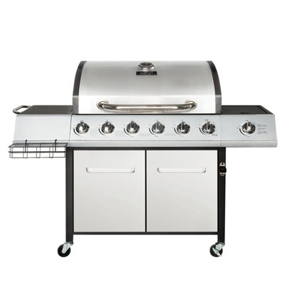 Charles Bentley 7 Burner (6+side) Premium Gas BBQ - Stainless Steel