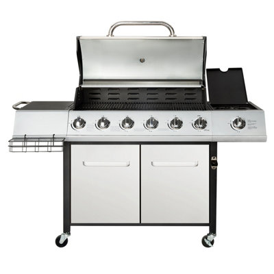 Charles Bentley 7 Burner (6+side) Premium Gas BBQ - Stainless Steel