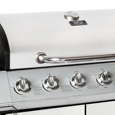 Charles Bentley 7 Burner (6+side) Premium Gas BBQ - Stainless Steel
