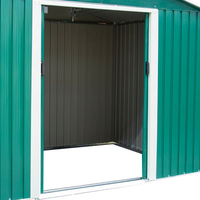 CHARLES BENTLEY 8FT X 6FT DARK GREEN METAL GARDEN STORAGE SHED ZINC ...