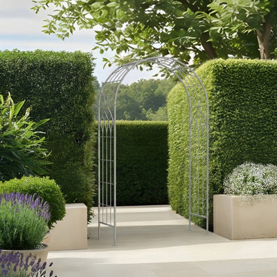 Charles Bentley Decorative Wrought Iron Arch - Grey