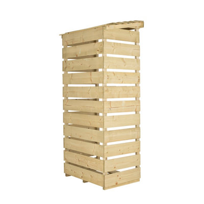 Charles Bentley FSC Wooden Single Tall Log Store Firewood Garden ...