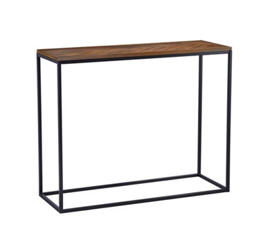 Charles Bentley Industrial Chevron Console Contemporary Wood Metal Table
