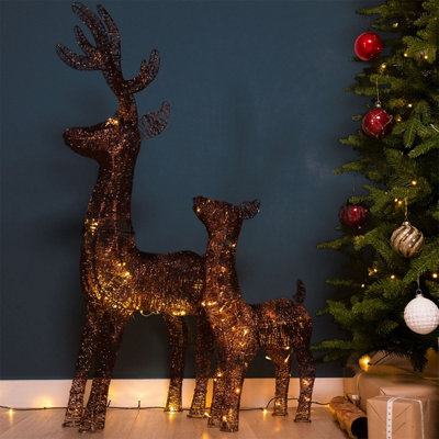 Charles Bentley LED Deer Decoration Pair 70/90 cm Waterproof Battery ...
